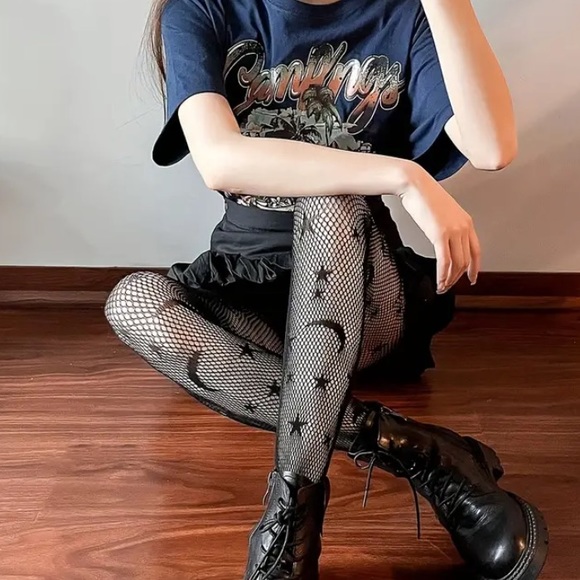 Accessories | Star And Moon Fishnet Leggings Os | Poshmark
